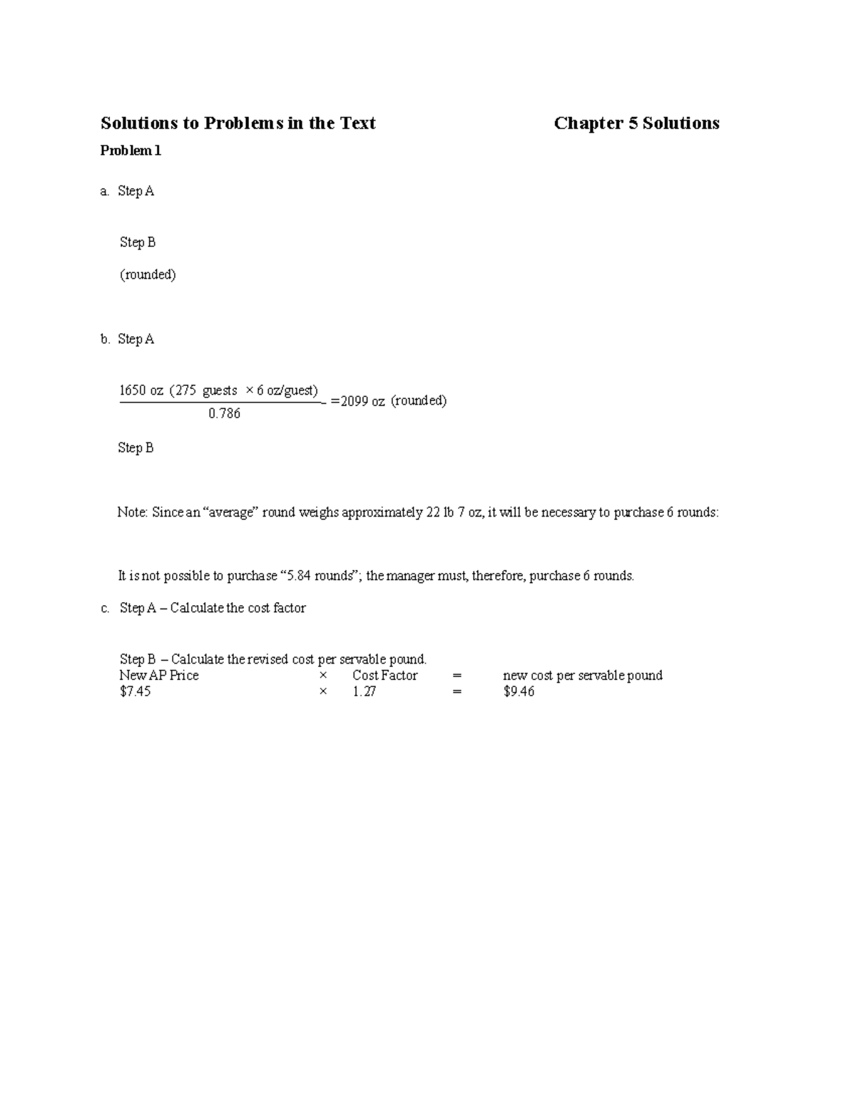 Ch 5 Solutions to Problems in the Text - Solutions to Problems in the ...