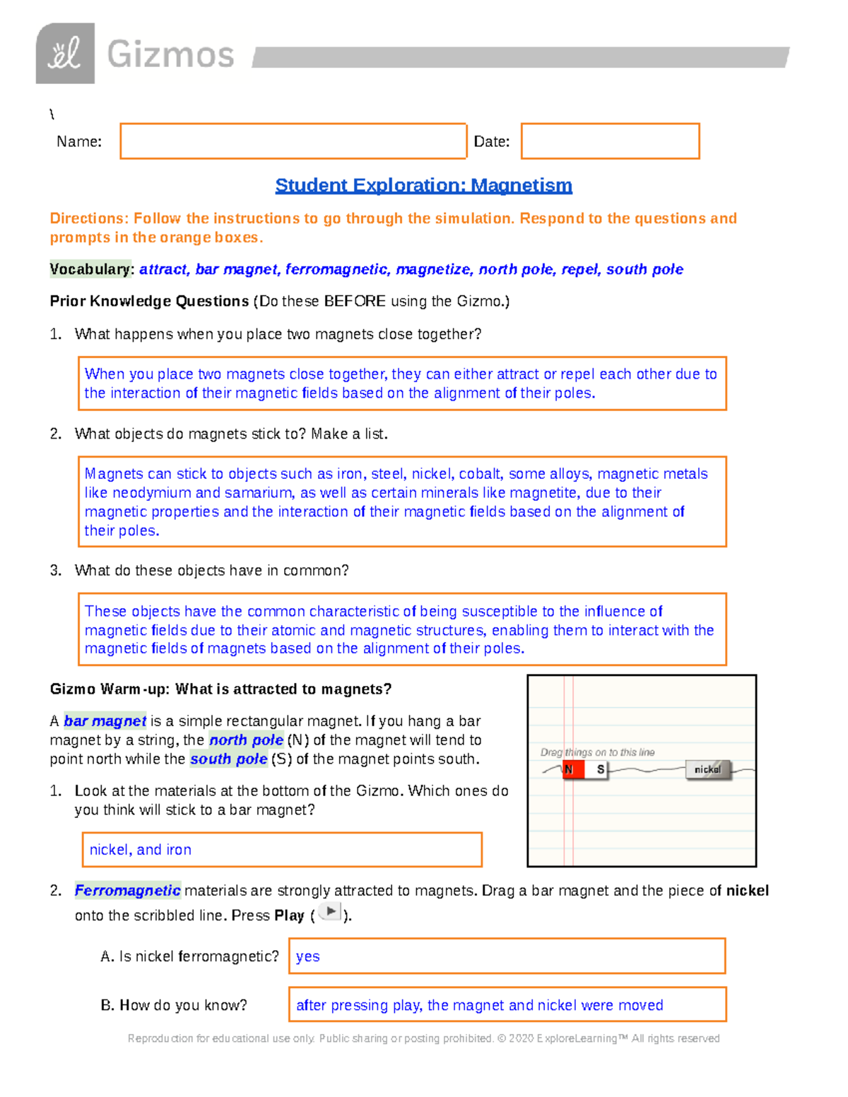 2 Perez Joshua 15 Magnetism SE - Google Docs - \ Name: Date: Student ...