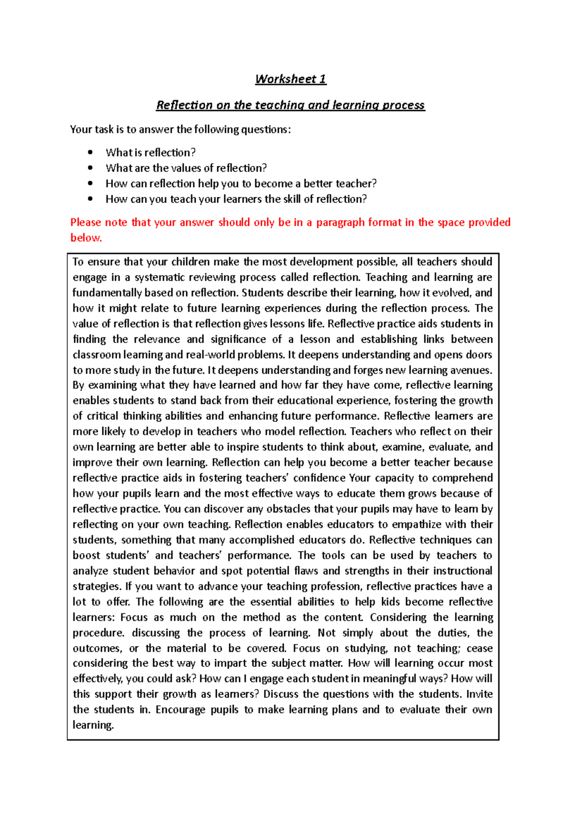 2021615196 Mmalan GPED1623 Worksheet 1 (11) - Worksheet 1 Reflection on ...