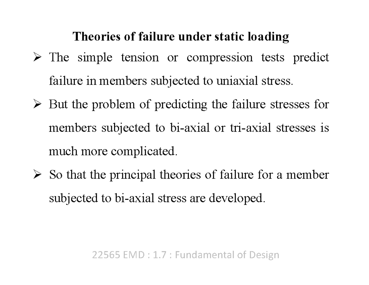22564 EMD 1 - Elements of Mechanical Engineering - Theories of failure ...