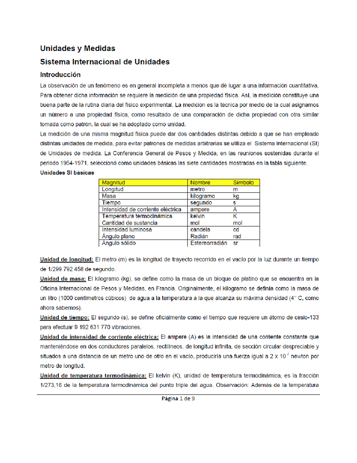 Apuntes y Guia (Sistena de Unidades y Medidas) fisica - Física - Studocu
