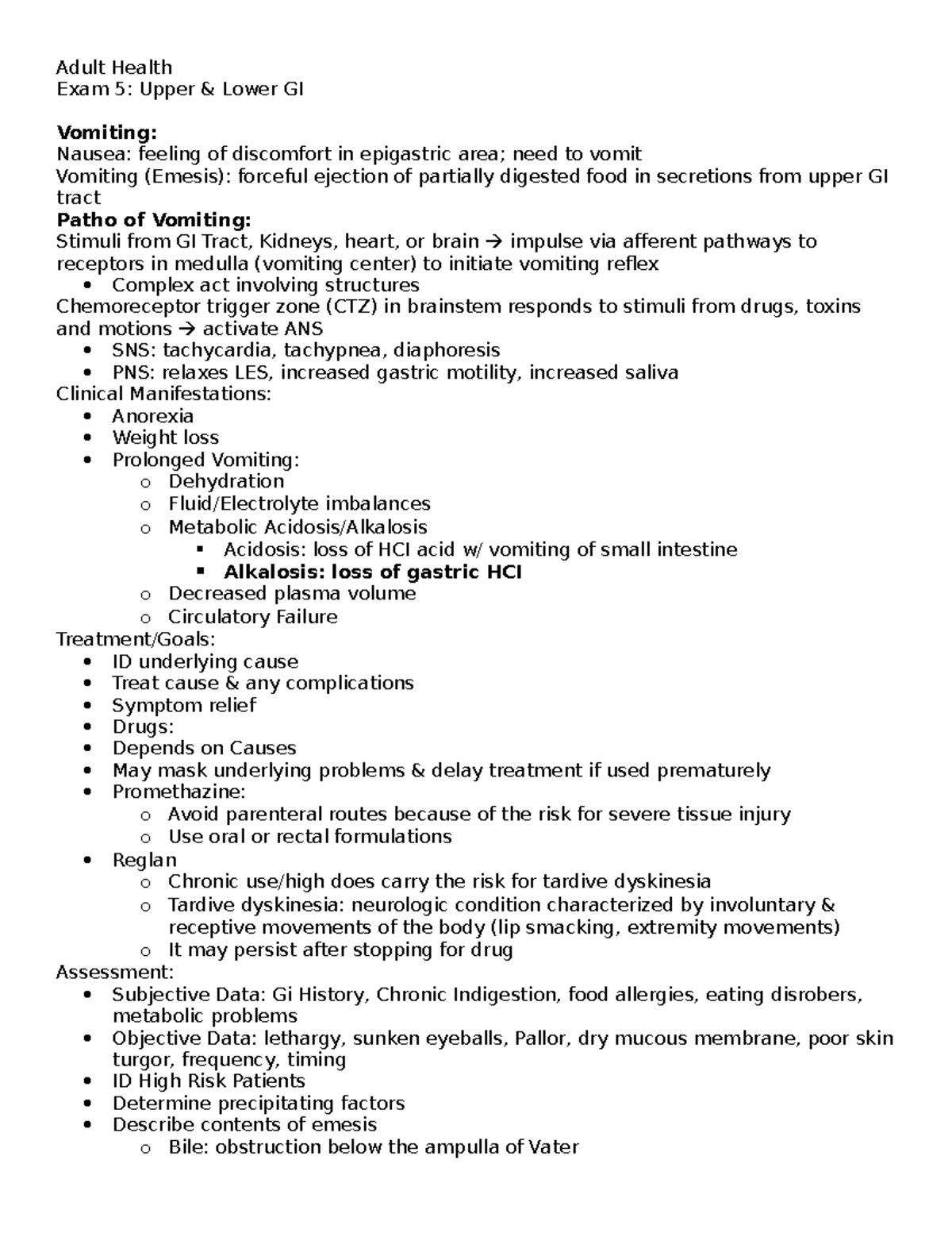 GI EXAM 5 - Study Guide - Adult Health Exam 5: Upper & Lower GI ...