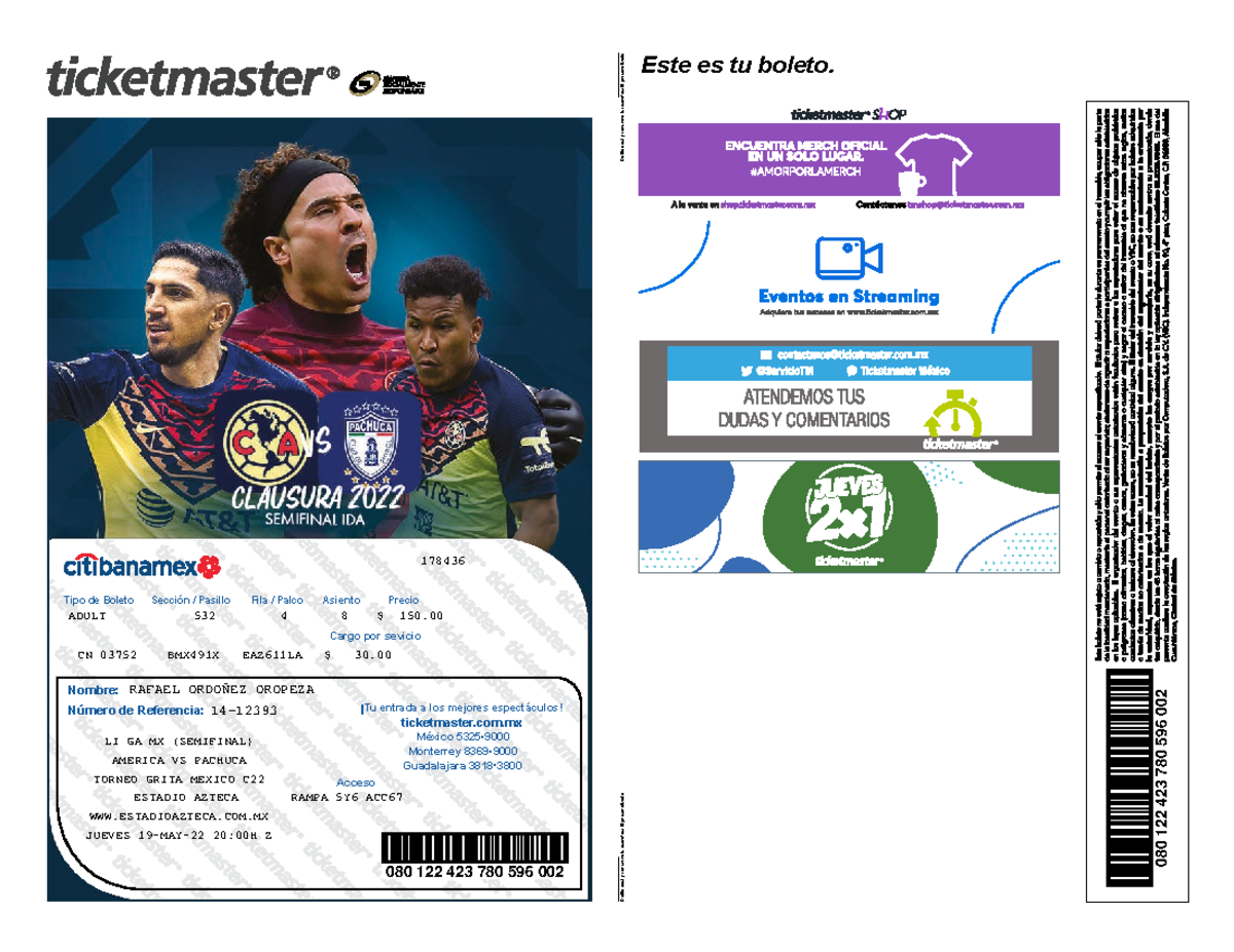Boletos America 19-may-22 - Dobla aquÌ y conserva tu ticketFast Æ ...