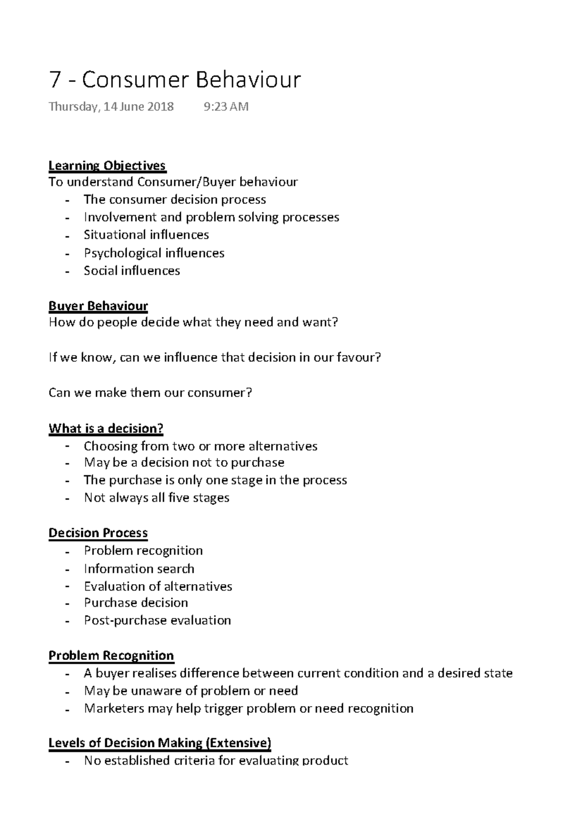 MARK101 Lecture 7 - Warning: TT: undefined function: 32 Learning Objectives To understand - Studocu