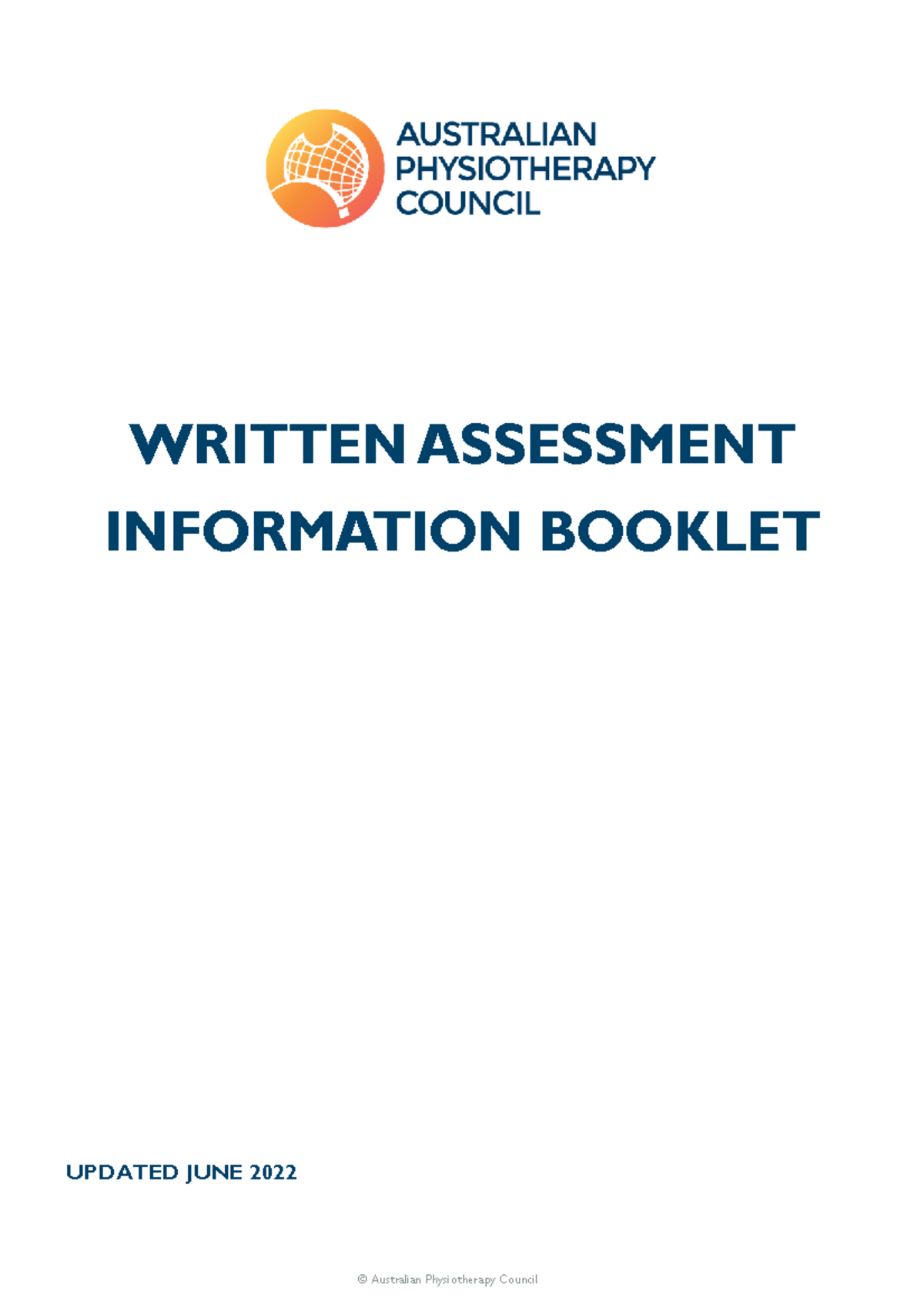 Written Assessment Candidate Information Booklet - WRITTEN ASSESSMENT ...