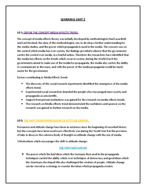 Mass Communication Notes - Mass Communication: Learning Unit 1 ...