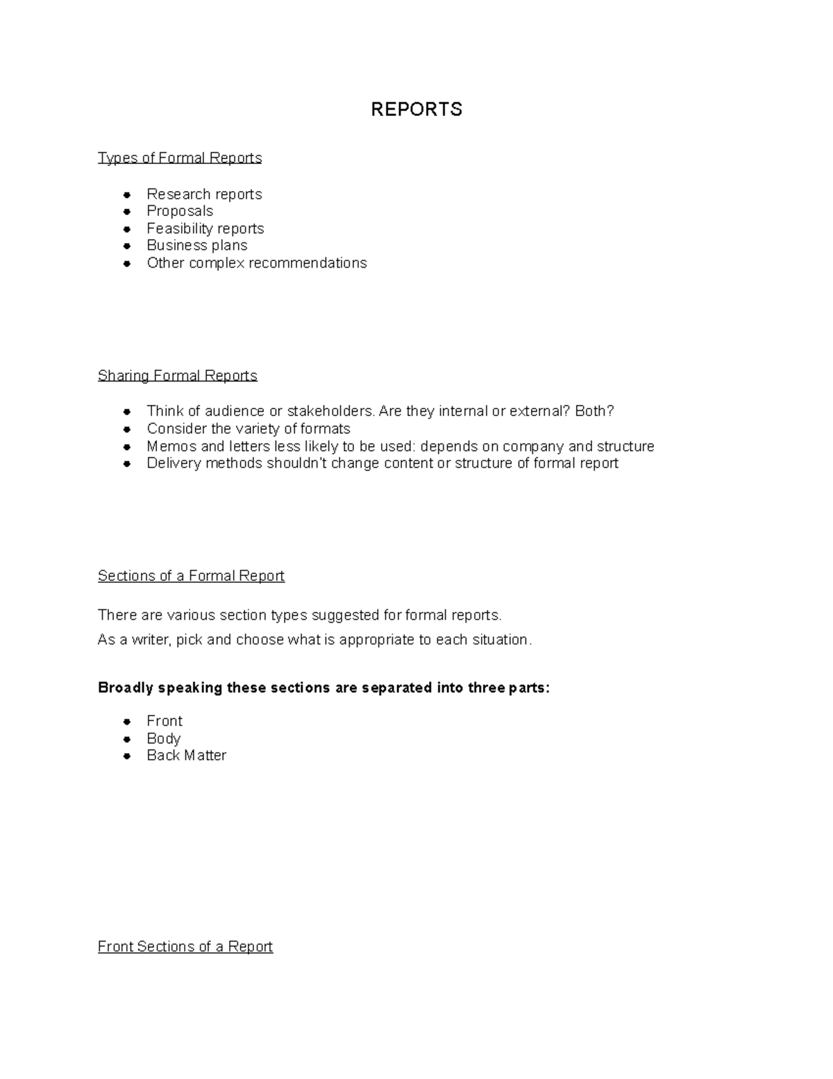 Business Communications Notes #12 - REPORTS Types of Formal Reports ...