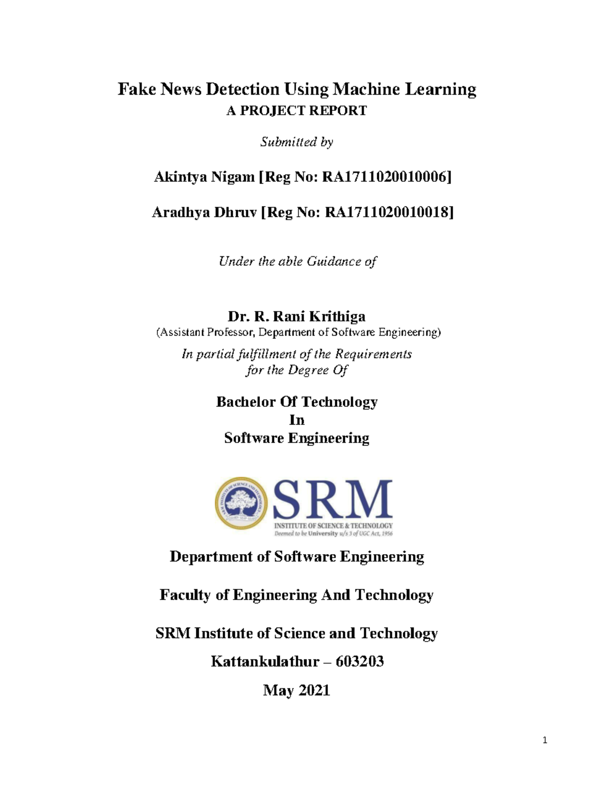 Fake information detection mini project SRM - Fake News Detection Using ...