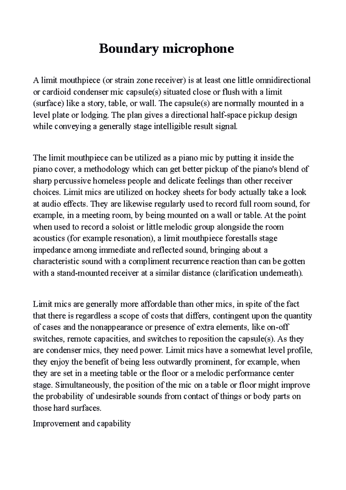 Boundary microphone - Ifah - Boundary microphone A limit mouthpiece (or ...