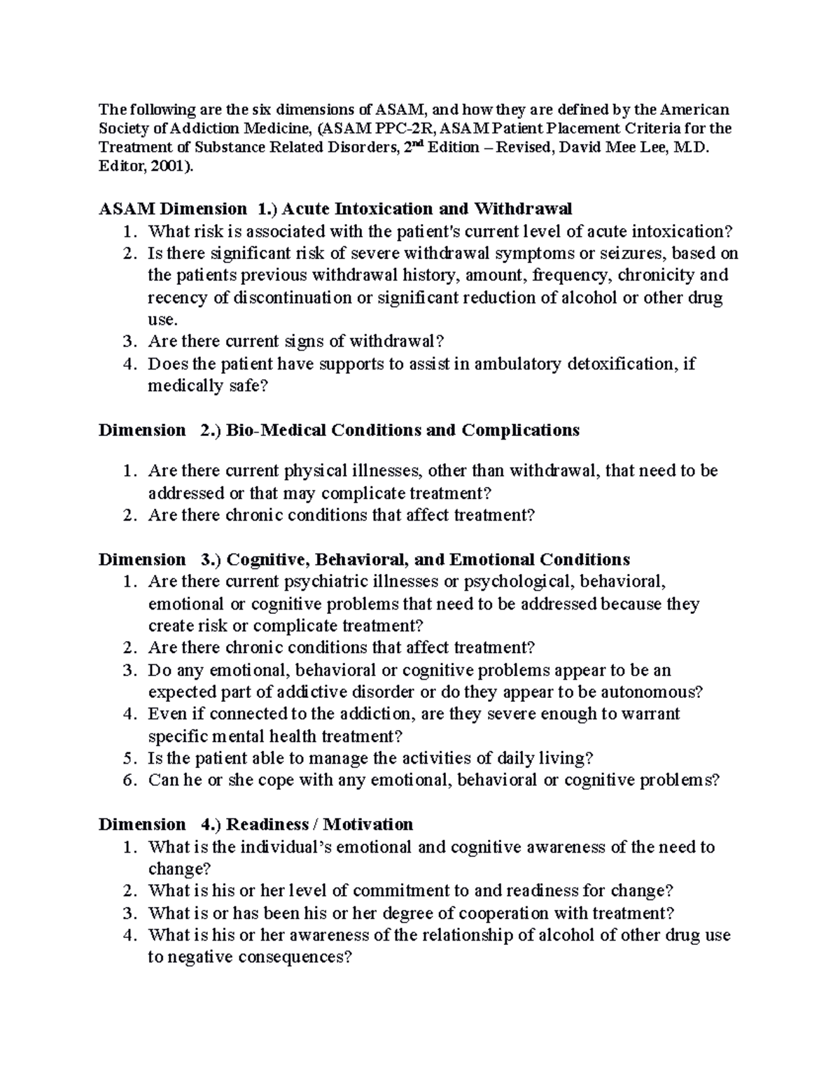 ASAM-Dimension-Definitions - The following are the six dimensions of ...