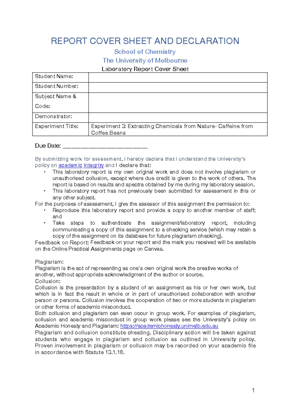 Experiment 3 10003 2022 Student Report Template (1) - REPORT COVER ...