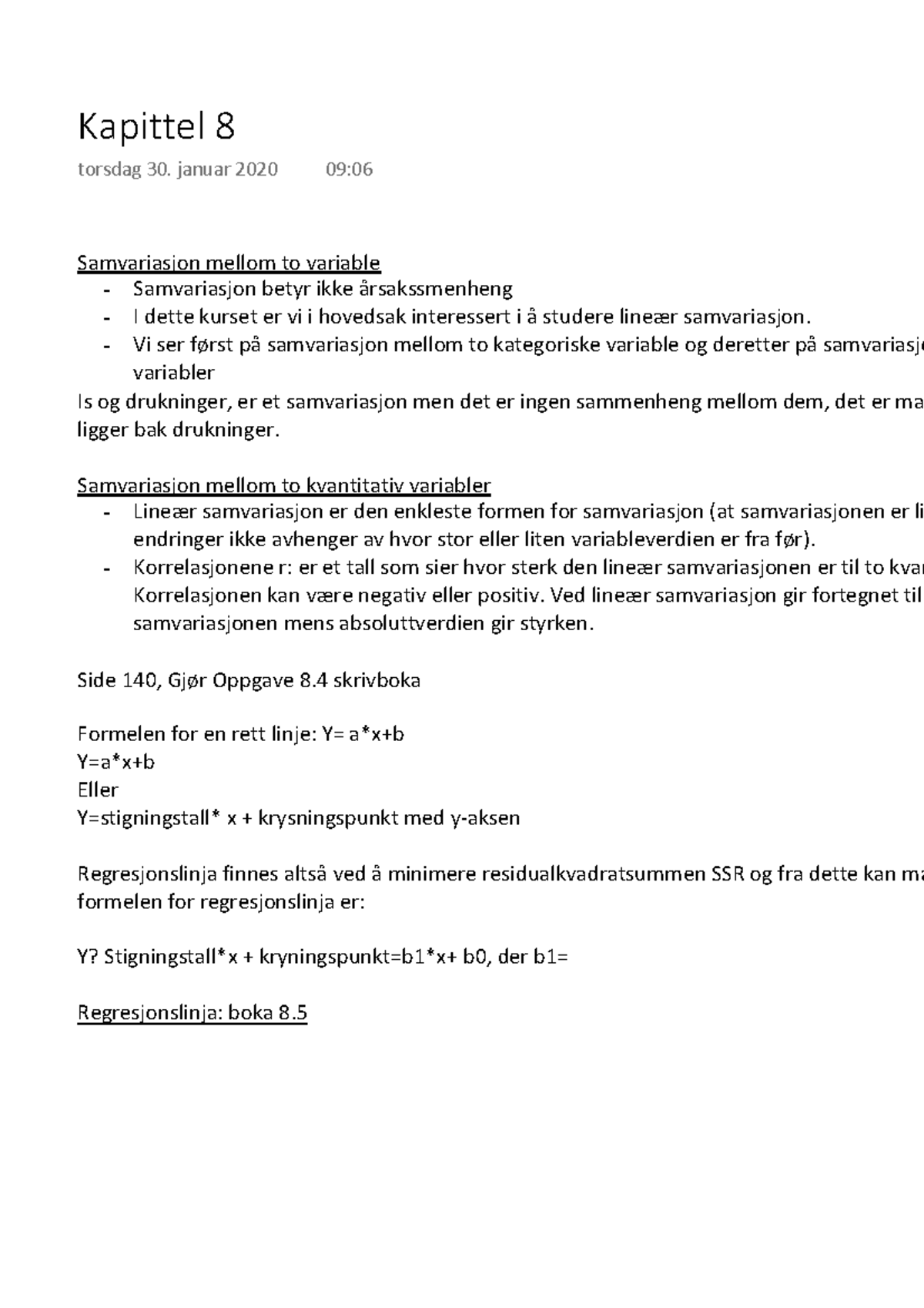 Kapittel 8 - Forelesningsnotater 8 - Warning: TT: undefined function: 32 Warning: TT: undefined ...