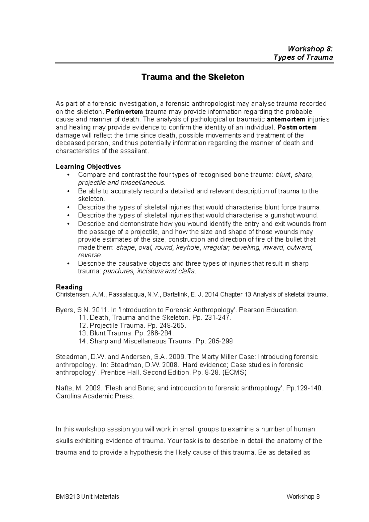 Workshop 8 2018 - DDDDDDDDDDDDD - CRM201 - Murdoch - Studocu