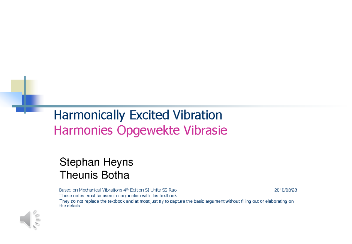 1.3 Chapter 03 Harmonically Excited Vibration - Harmonically Excited Vibration Harmonies ...