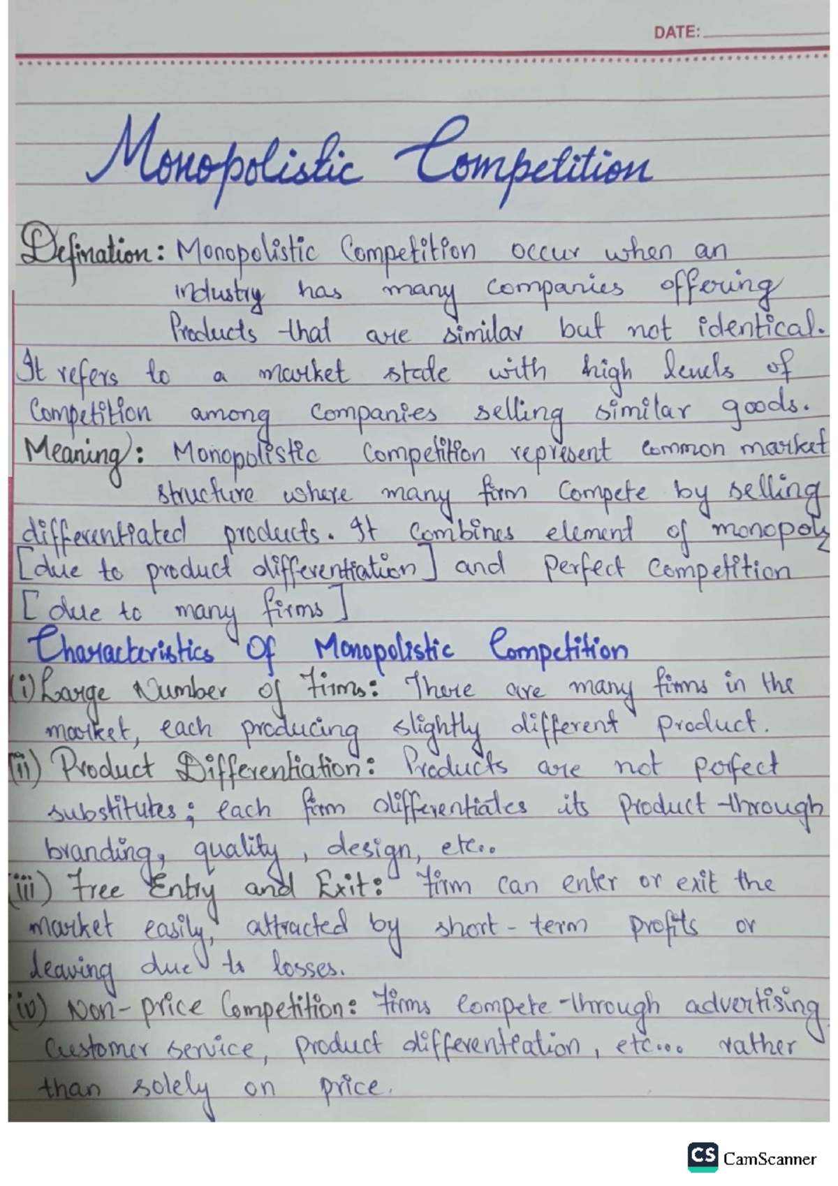 Managerial - DATE: Monopolistic Competition Defination: Monopolistic ...