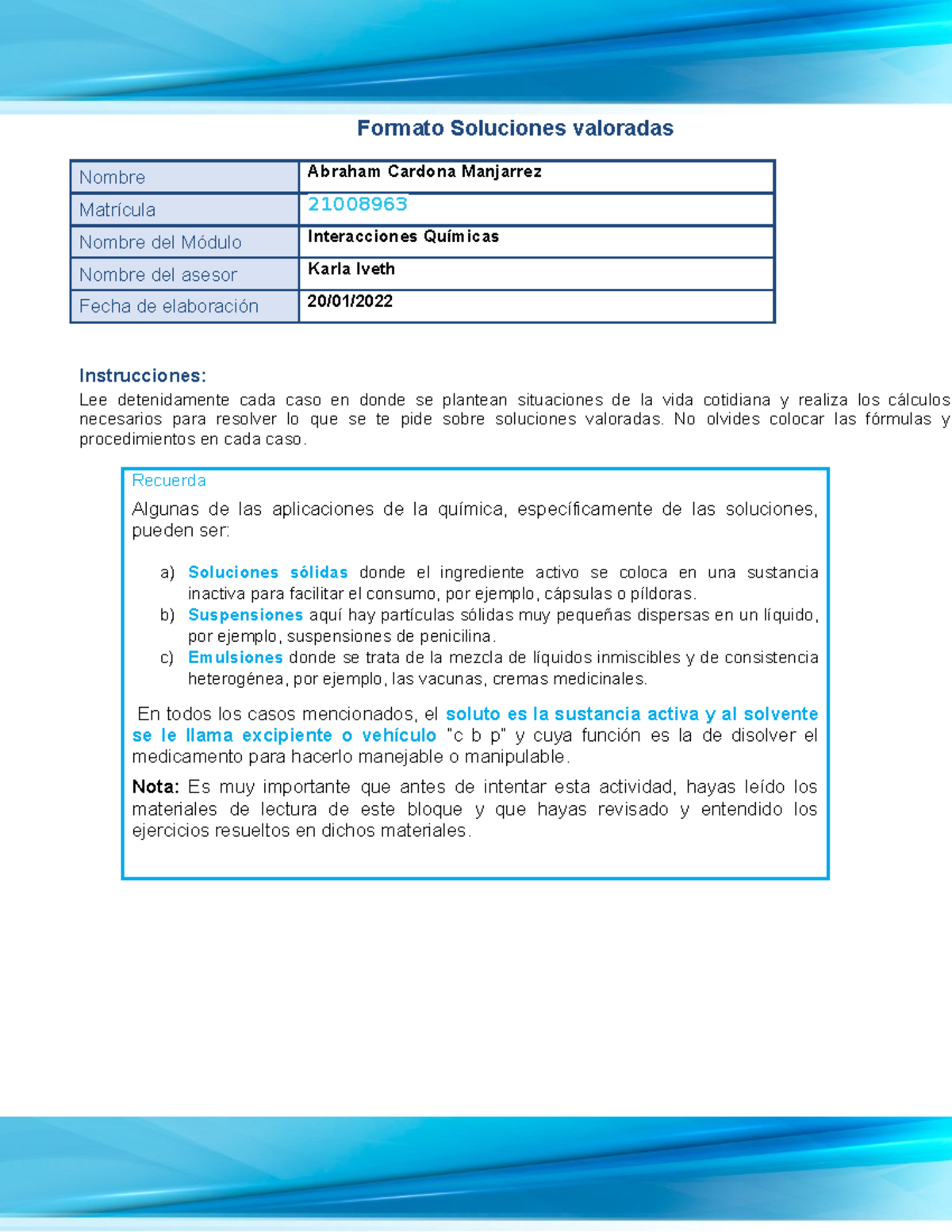 Cardona Abraham Soluciones valoradas - Formato Soluciones valoradas ...