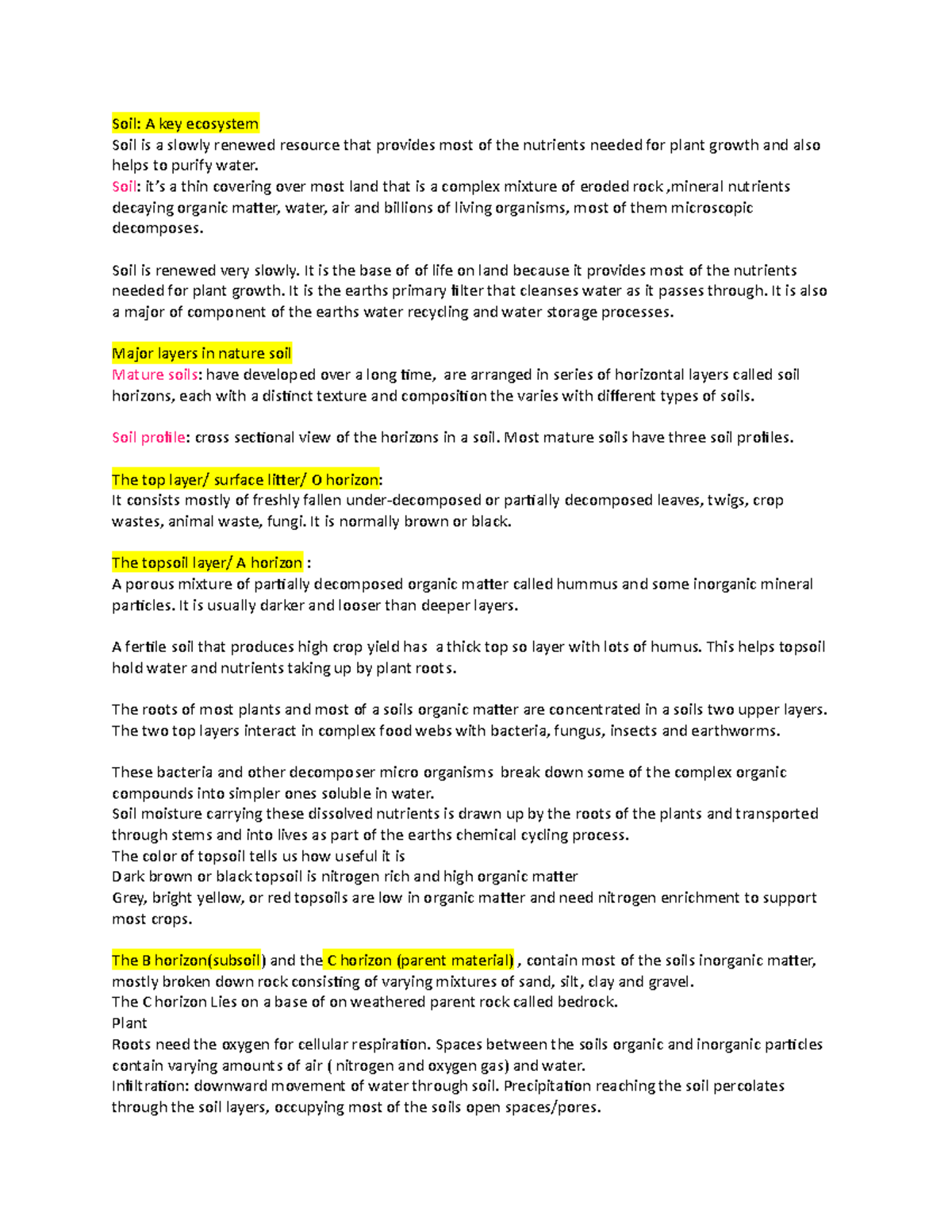 Soil - Lecture notes 9 - Soil: A key ecosystem Soil is a slowly renewed ...