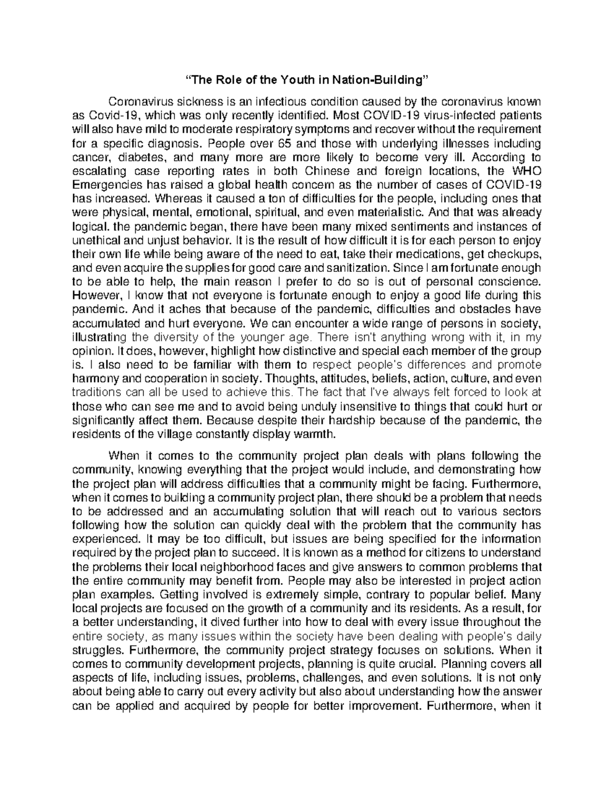 Lts project - nstp :) - “The Role of the Youth in Nation-Building ...