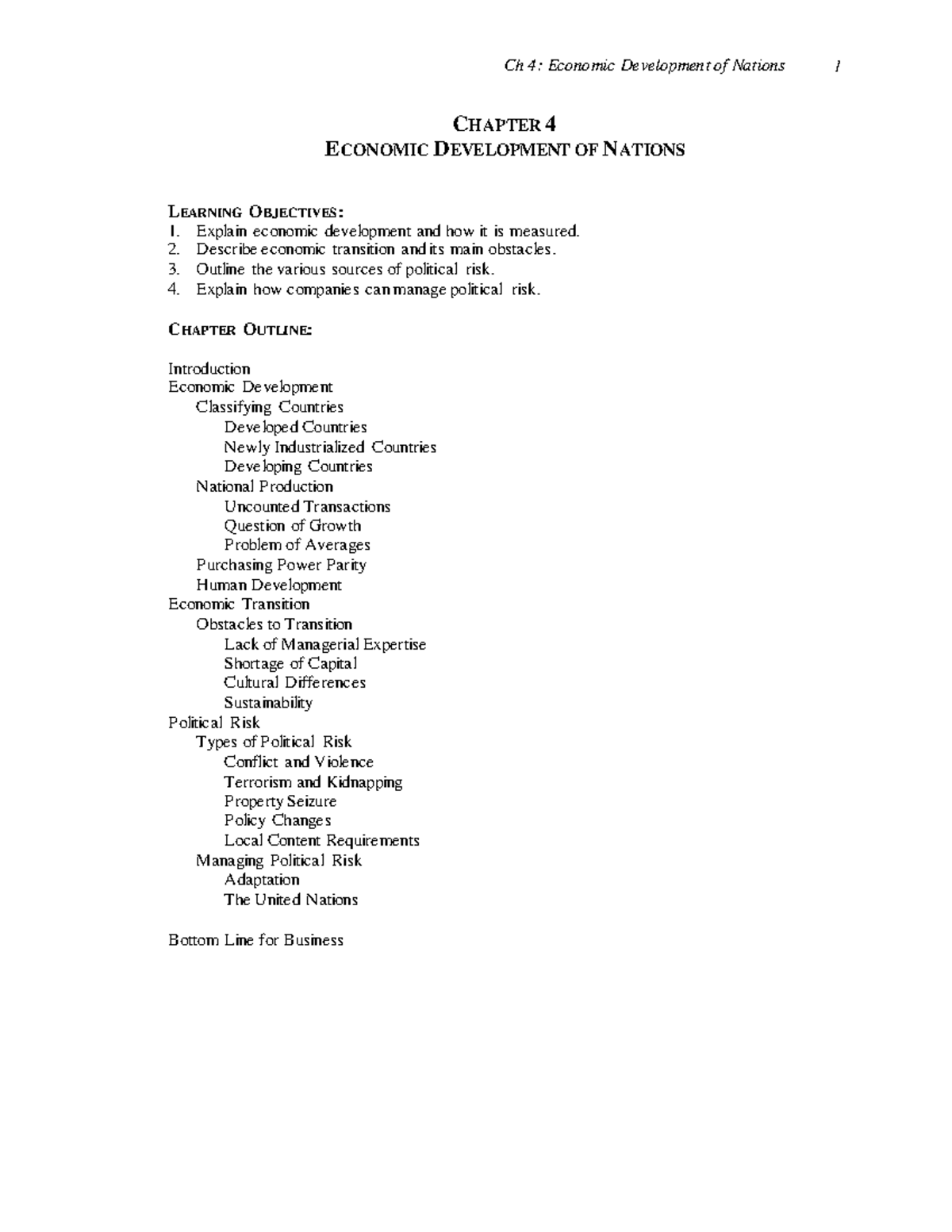 Chapter 4 - Summary - 1 CHAPTER 4 ECONOMIC DEVELOPMENT OF NATIONS ...
