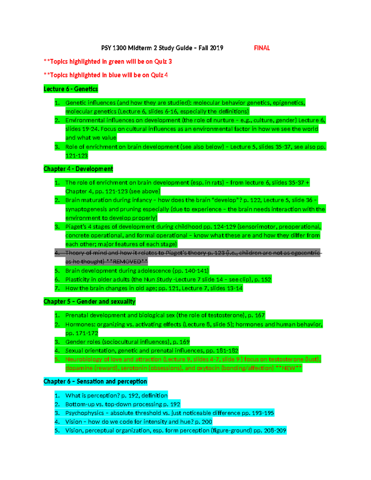 PSY1300 Midterm 2 Review Guide Final - PSY 1300 Midterm 2 Study Guide ...