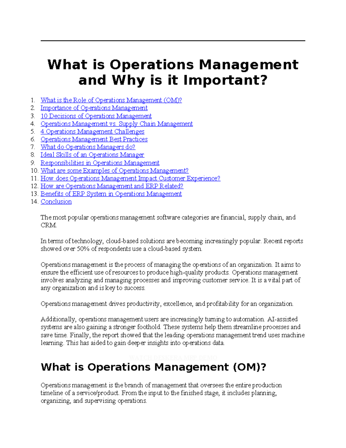 What is Operations Management - What is the Role of Operations ...