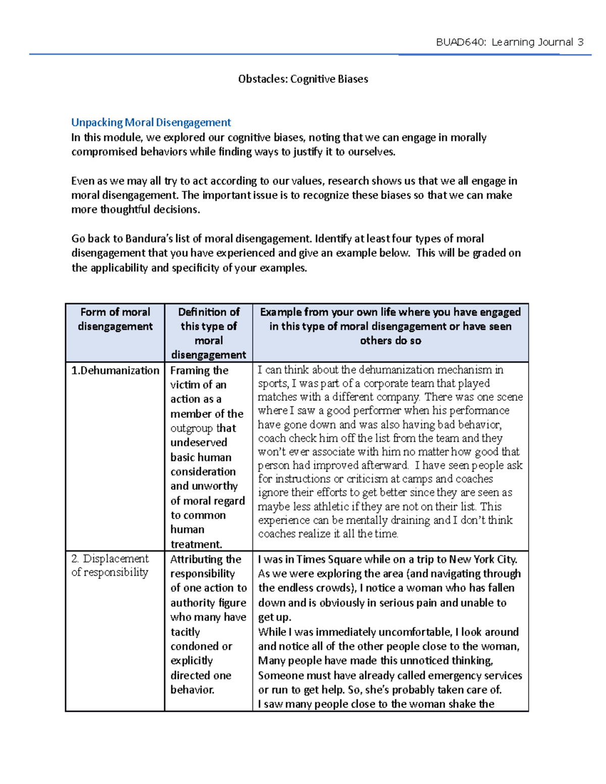 Learning Journal 3 - Module 3 - Obstacles: Cognitive Biases Unpacking ...