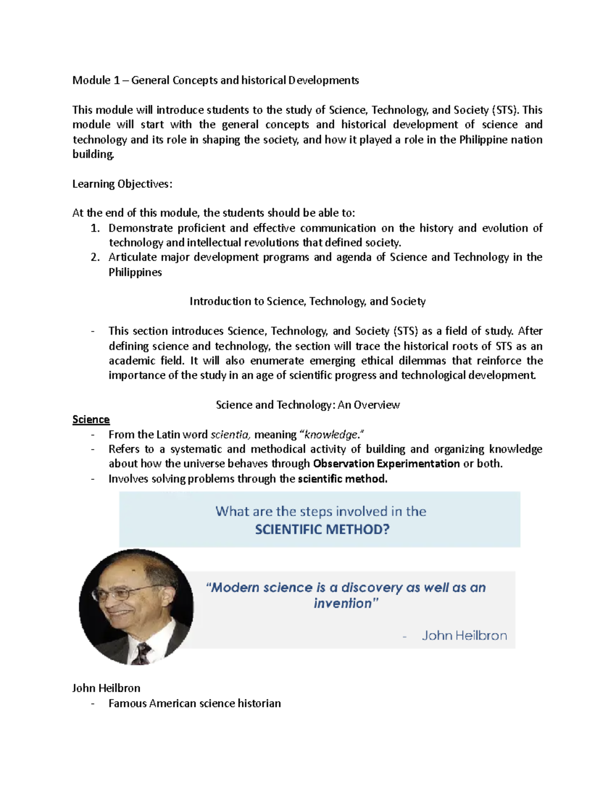 Module 1 - Module 1 – General Concepts and historical Developments This module will introduce ...