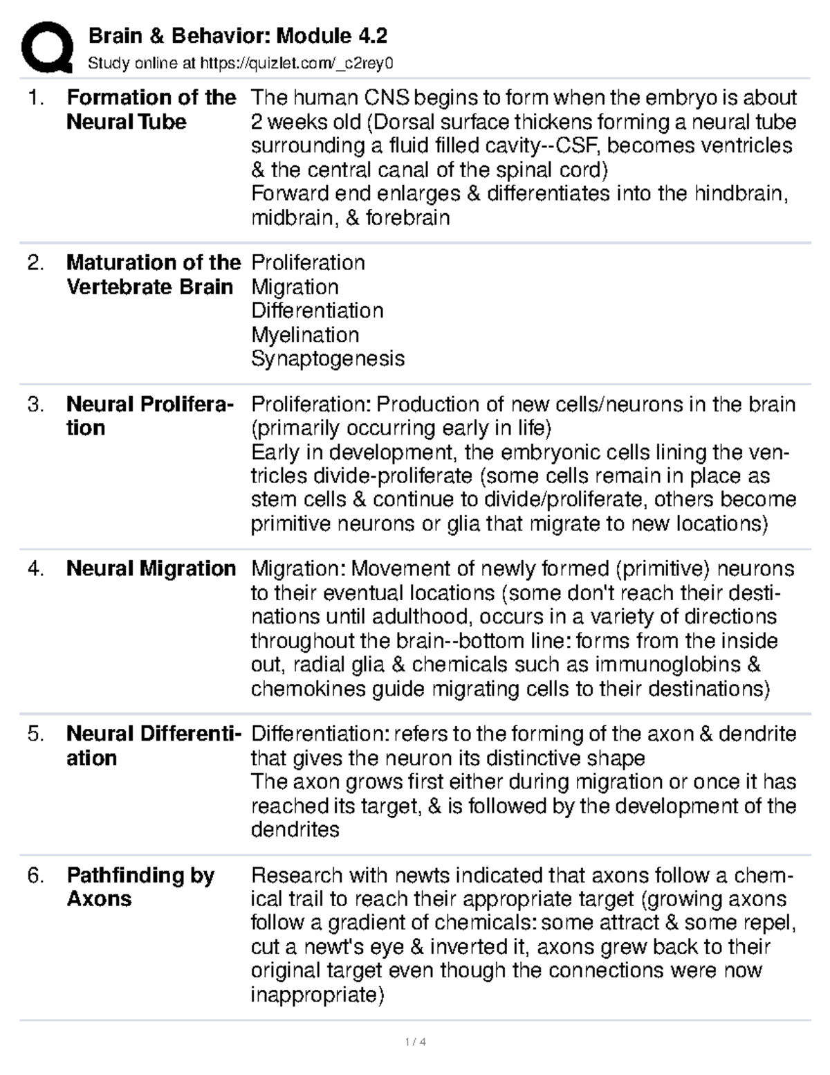 Quizlet Module 4.2 - Study online at quizlet/_c2rey Formation of the Neural Tube The human CNS ...