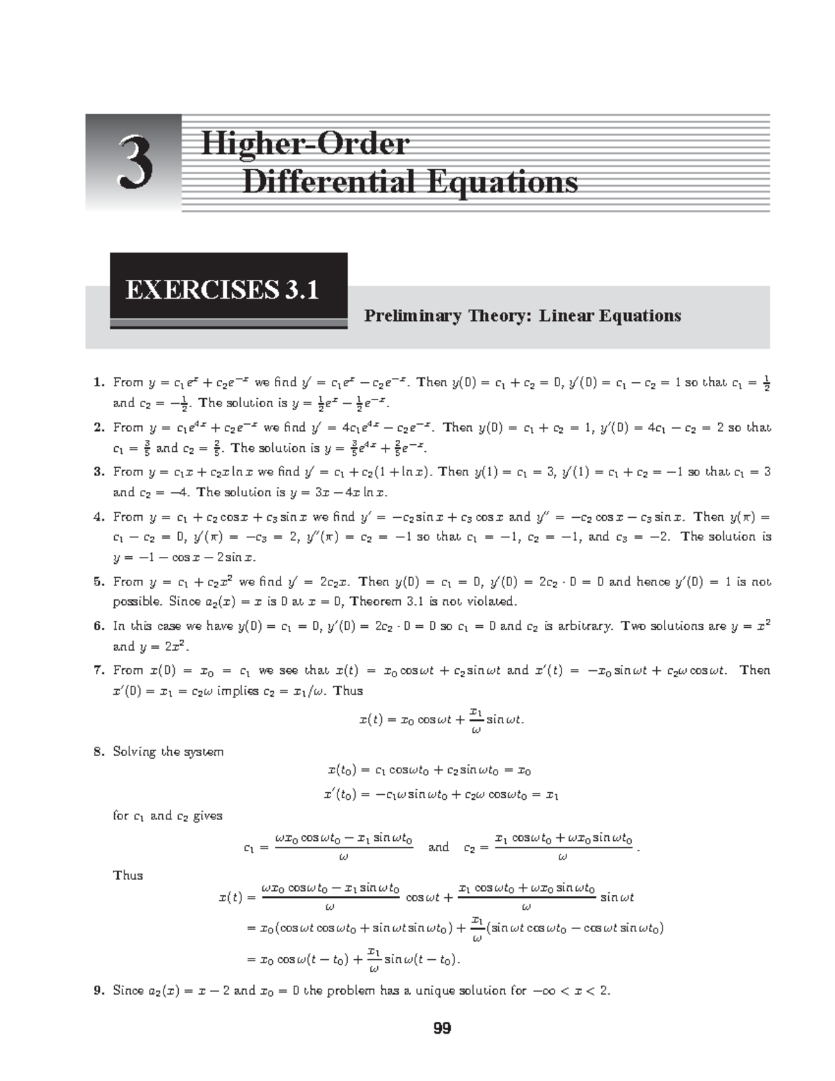 Chapt 03-1 240426 095842 - 33 Higher-Order Differential Equations EXERCISES 3. Preliminary ...