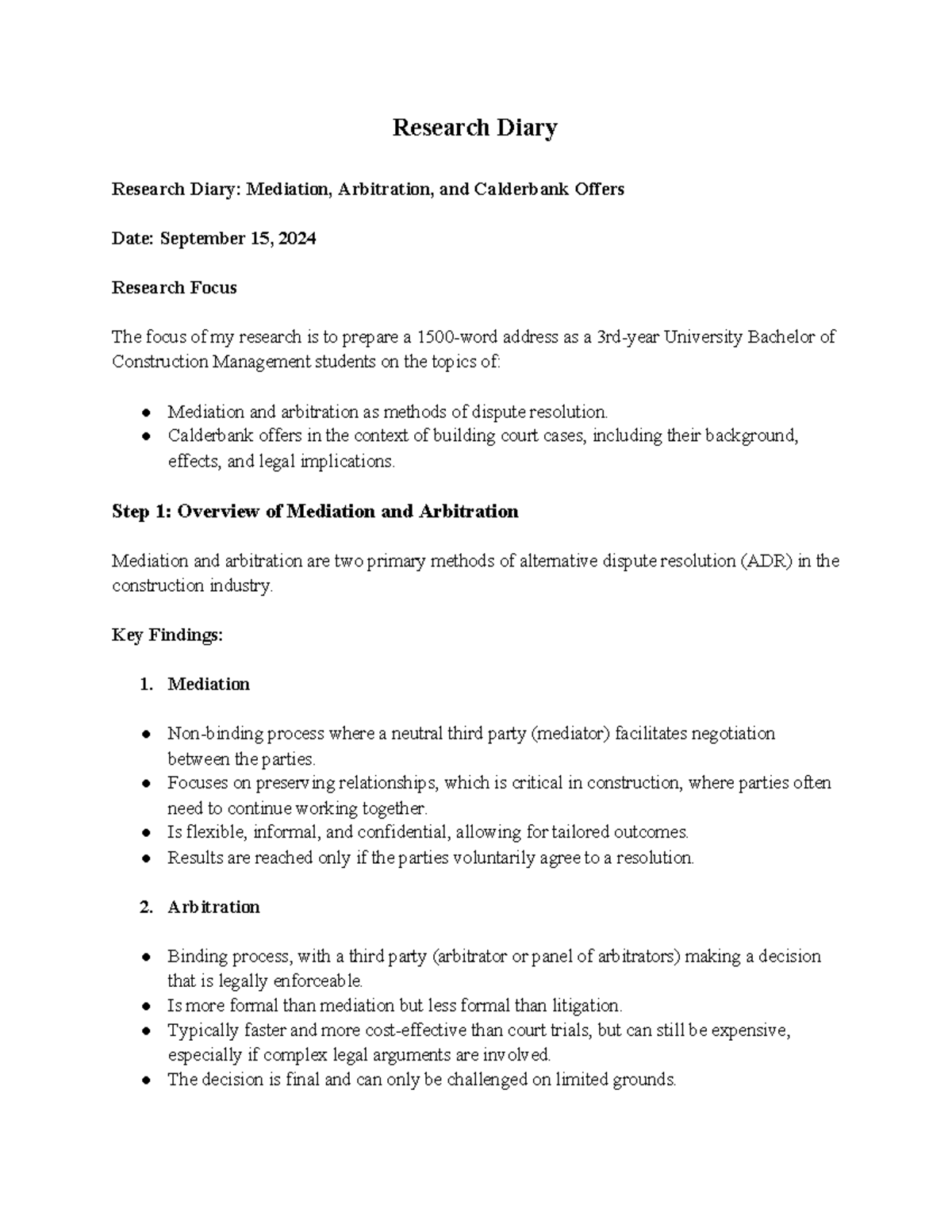 Building Law - Research Diary - Research Diary Research Diary ...