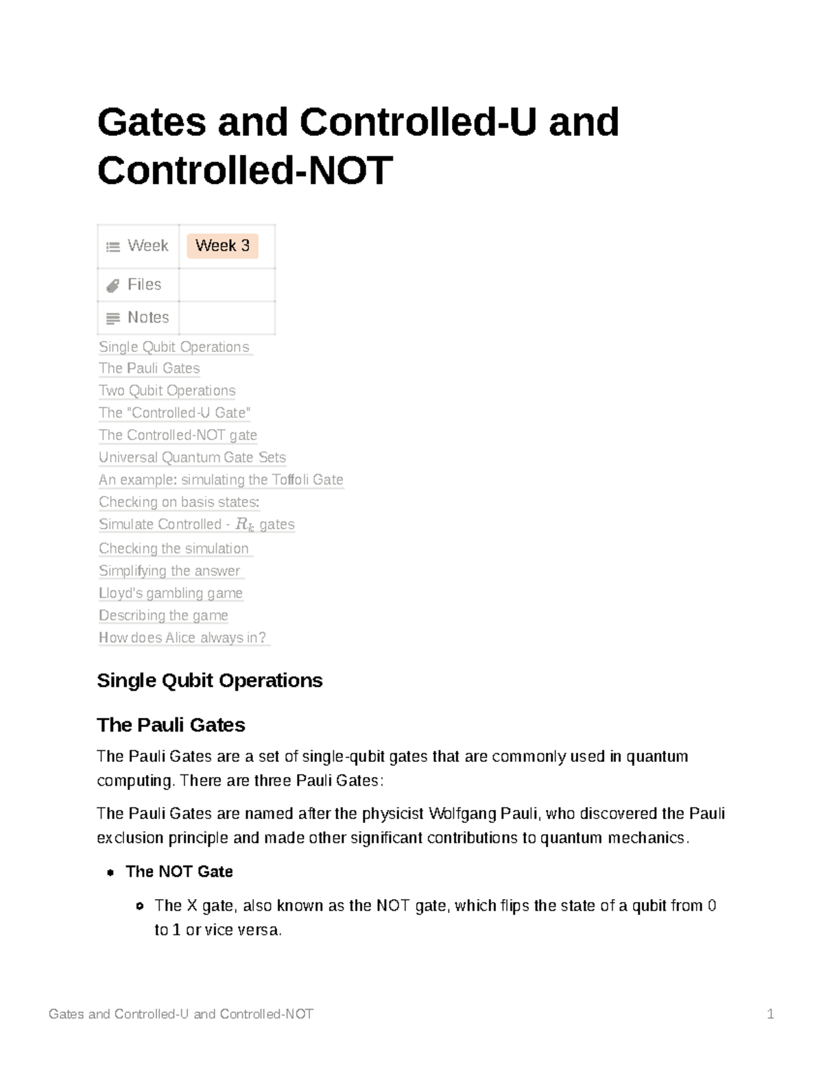 Gates and Controlled-U and Controlled-NOT - Gates and Controlled-U and ...