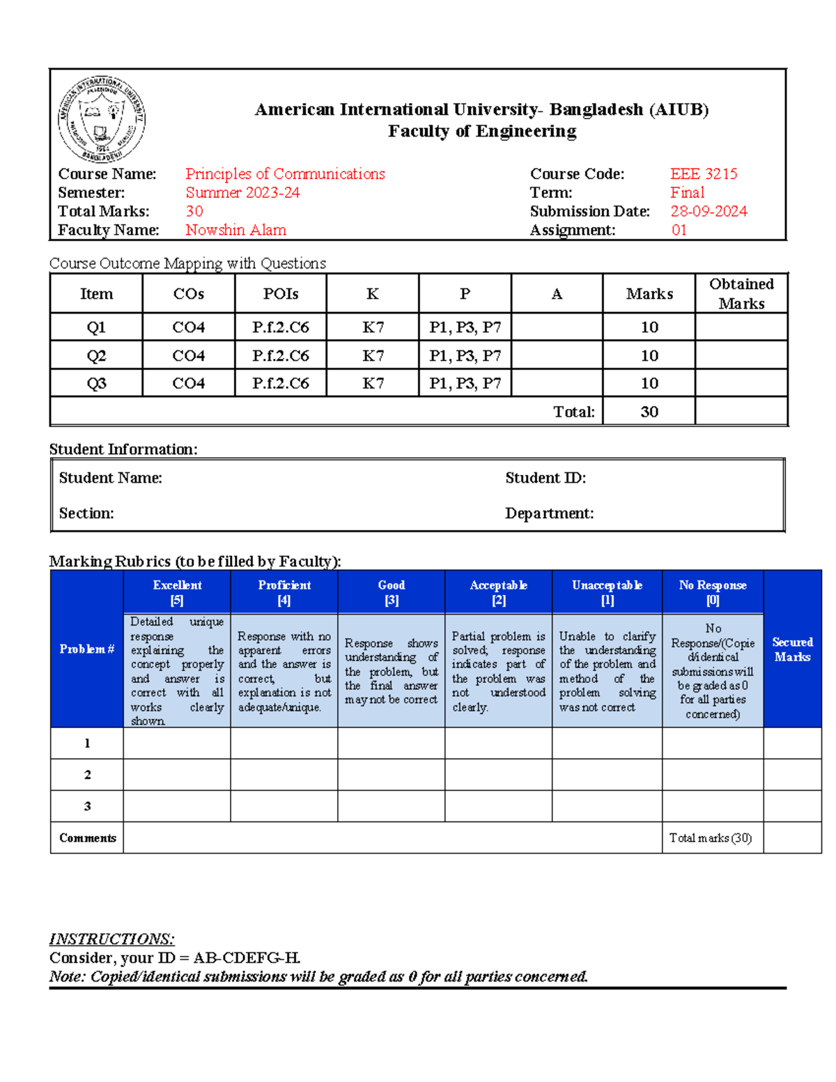 Po C Final Assignment Summer 2023-24 - American International ...