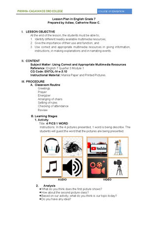 G7 WEEK 2 LP - PHINMA- CAGAYAN DE ORO COLLEGE COLLEGE OF EDUCATION ...