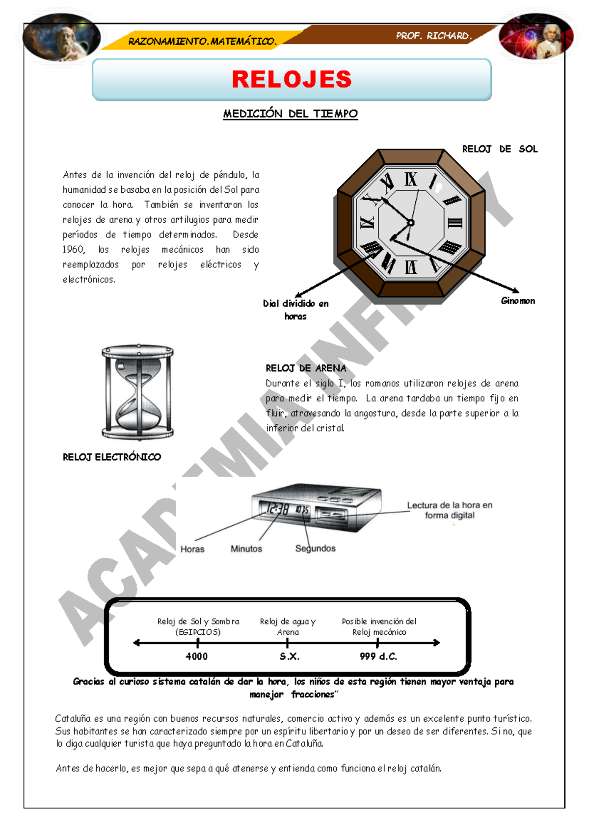 Problemas con Relojes para Quinto de Secundaria - RAZONAMIENTOÁTICO ...