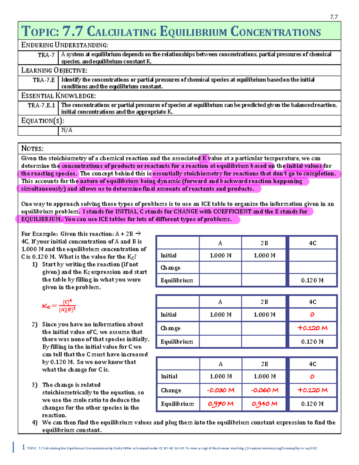 Rylee Malloy - 7.7 Calculating Equilibrium Concentrations student ...