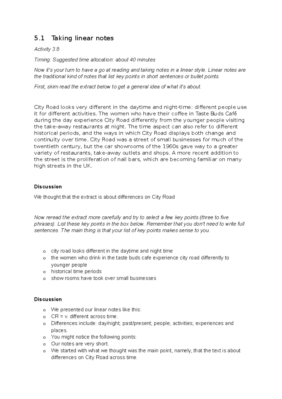 DD102 week 3 - 5.1 - taking linear notes - 5 Taking linear notes ...