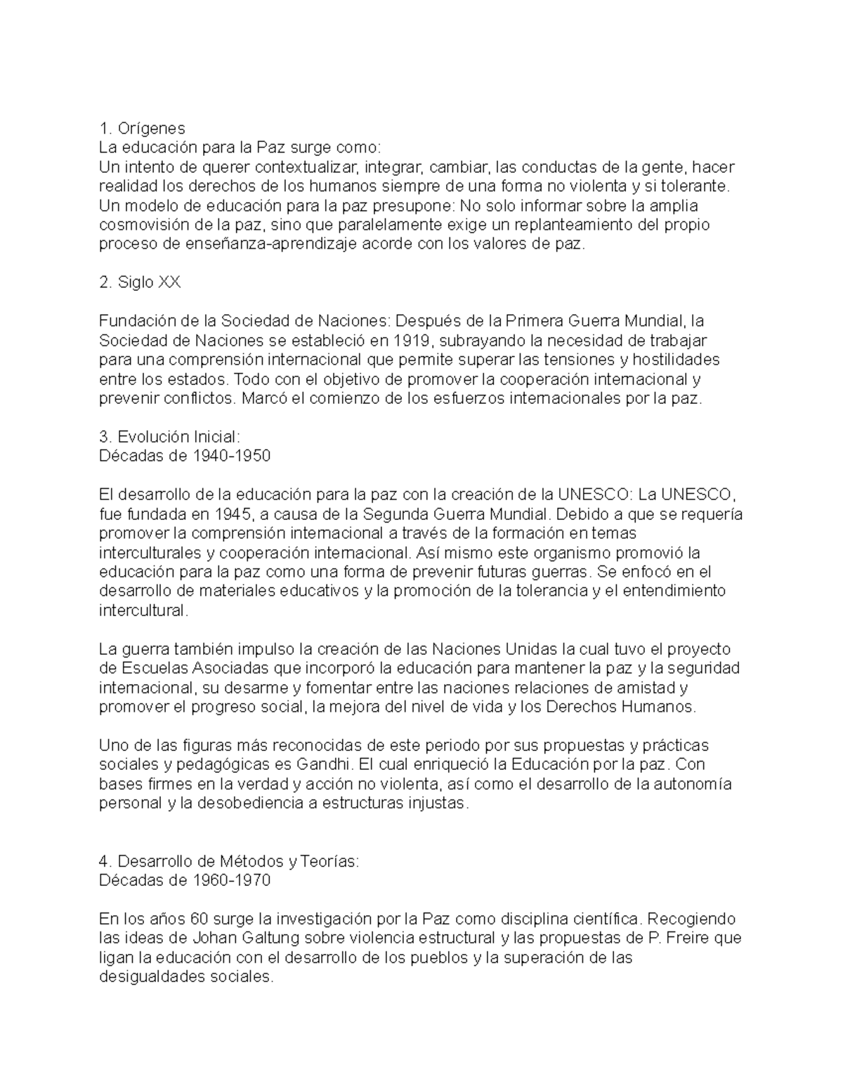 Linea del tiempo de cultura de la paz - 1. Orígenes La educación para ...