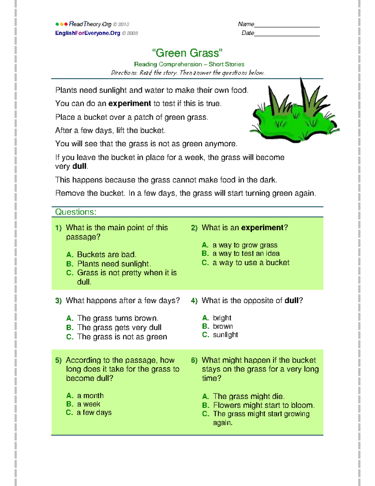 Green Grass - asdfs hello i don't know - RReeaaddTTheheoorryy. ©© 2 2001010 - Studocu