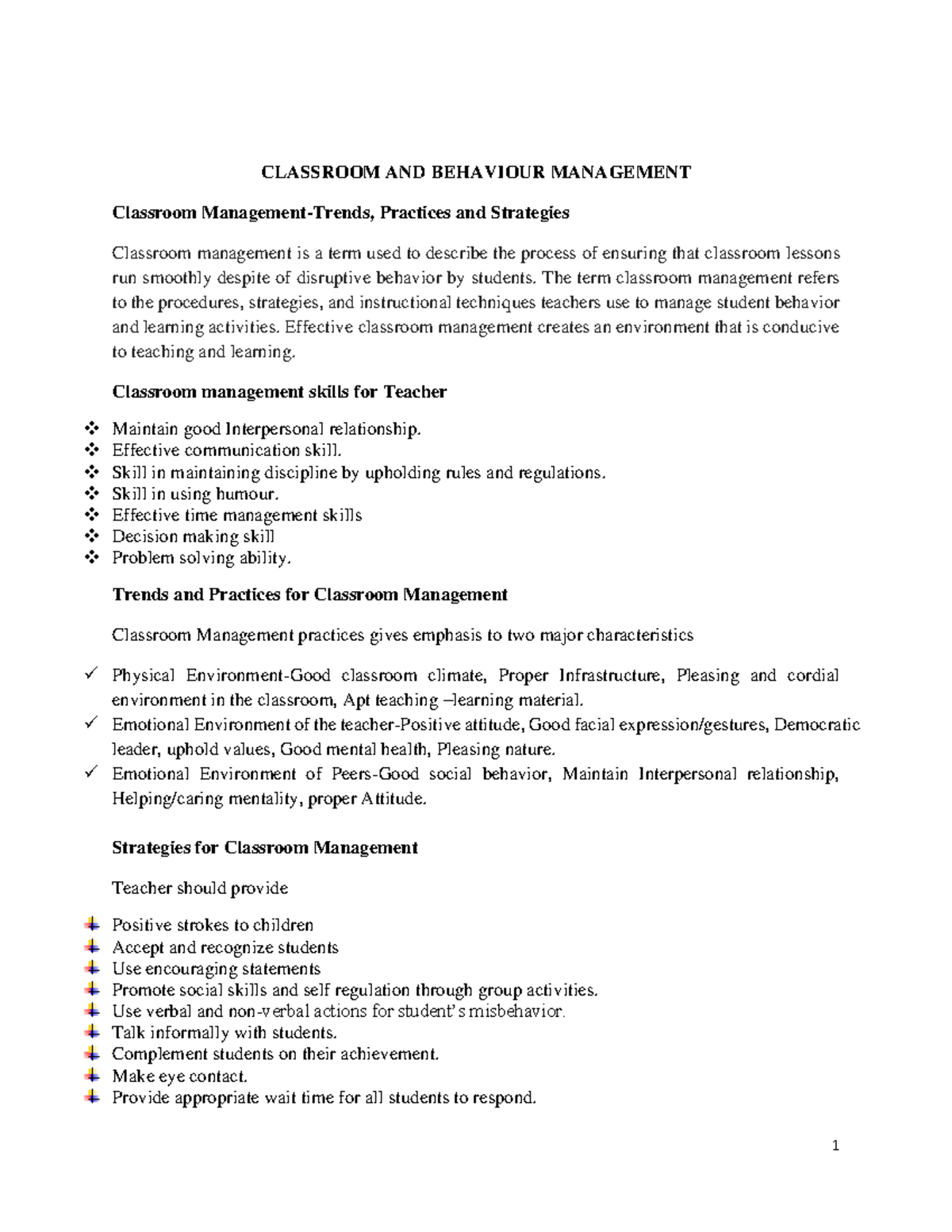 Classroom and Behaviour Management part 1 - Semester III-Unit IV ...