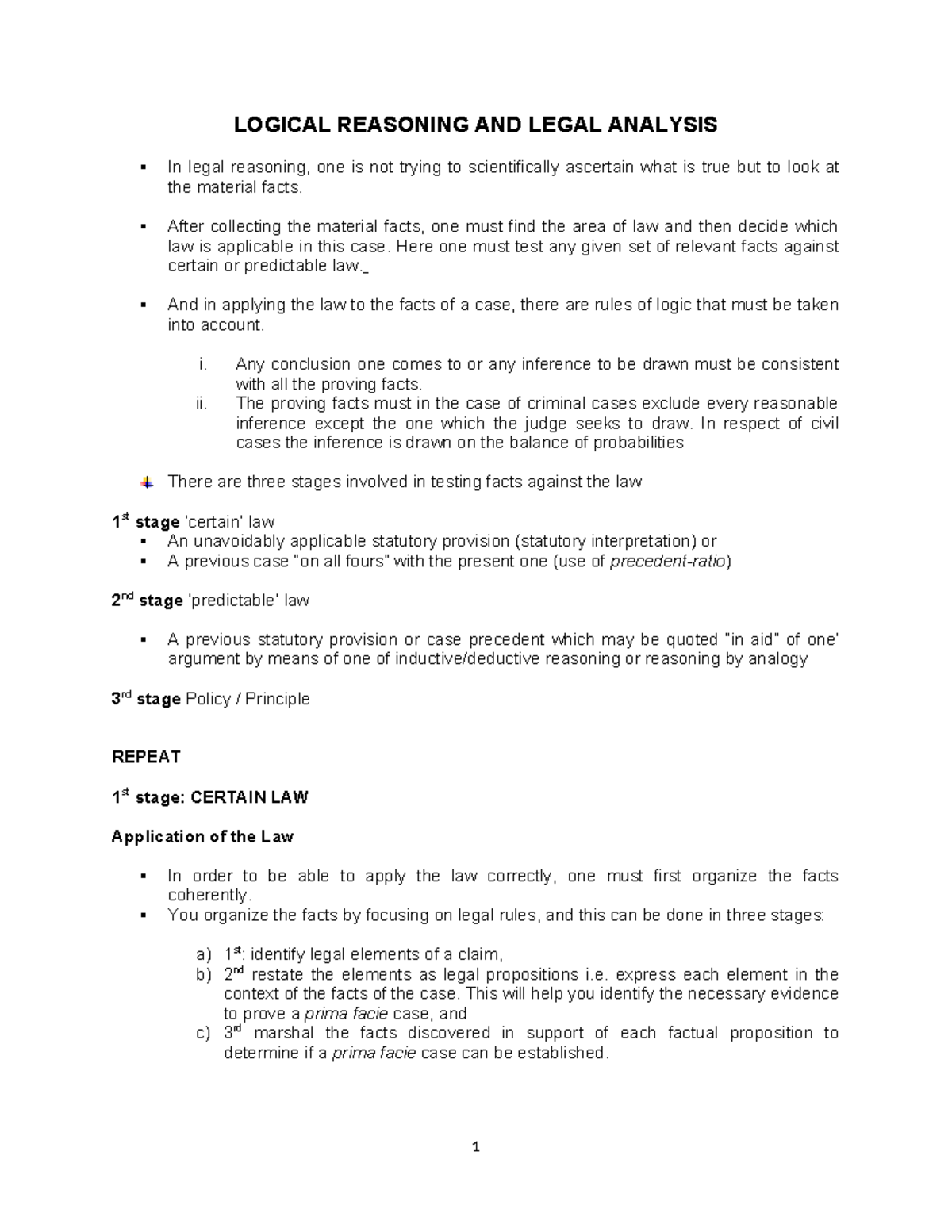 Logical Reasoning AND Legal Analysis - LOGICAL REASONING AND LEGAL ...