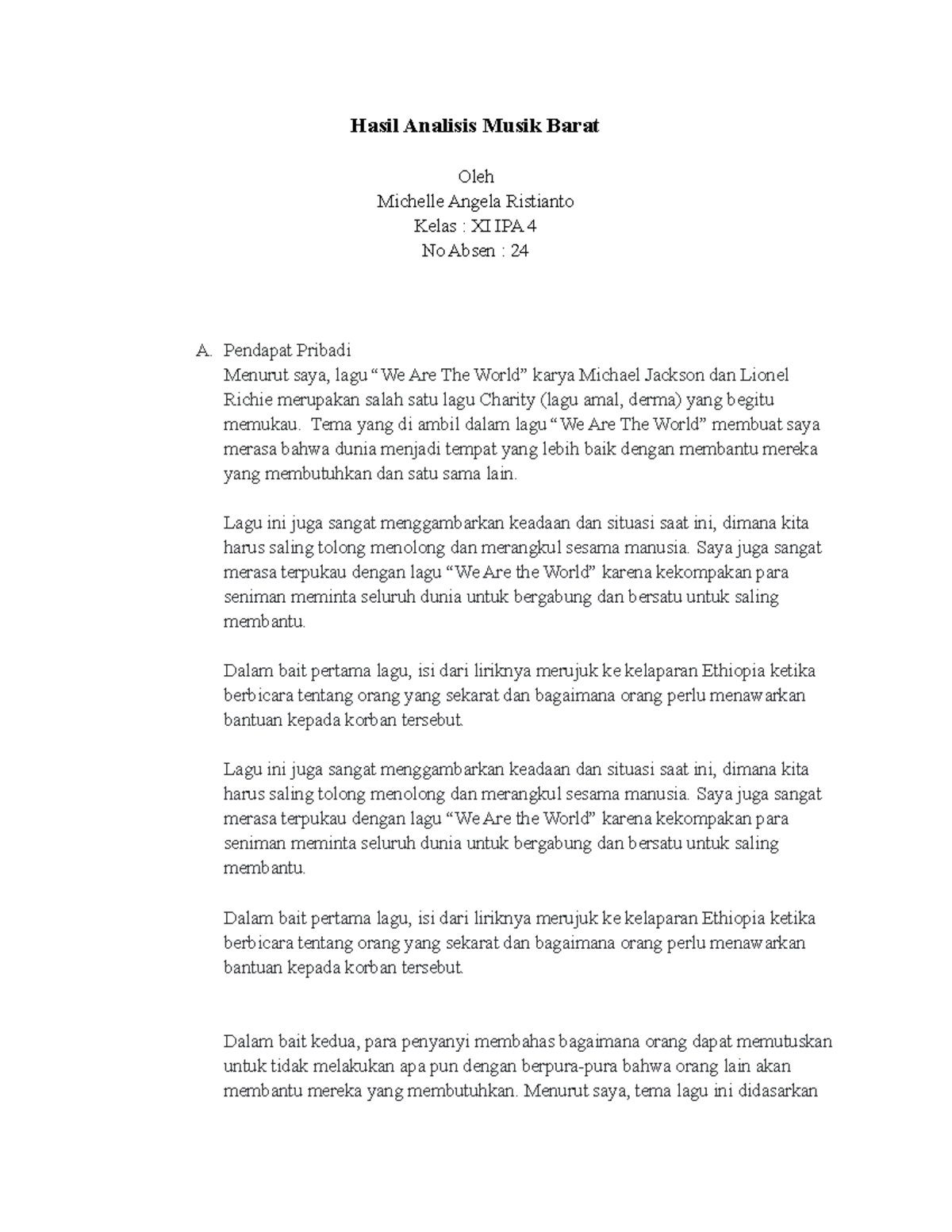 Hasil Analisis Musik Barat - Hasil Analisis Musik Barat Oleh Michelle ...
