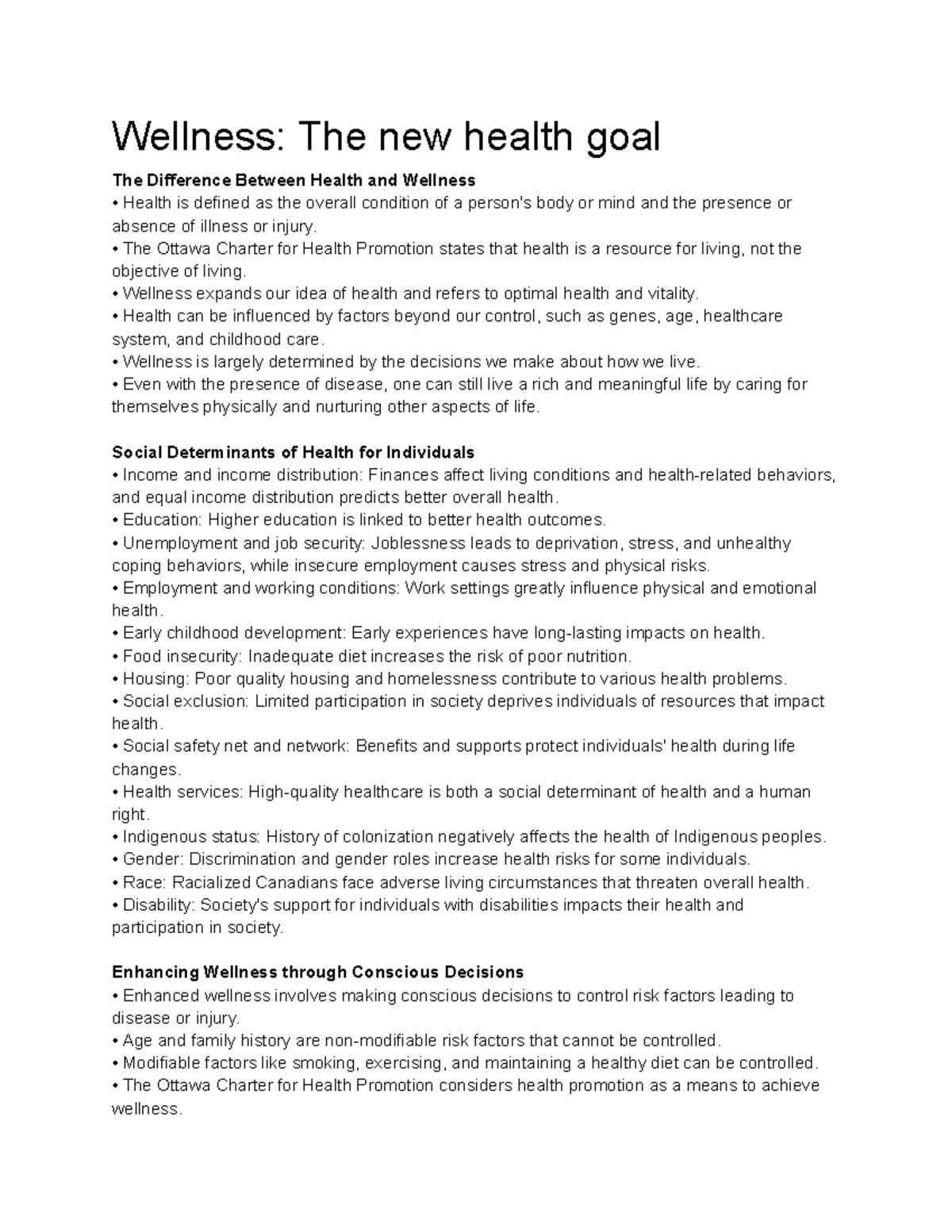 Health Sci 1001A Week 1 Textbook Reading - Wellness: The new health ...