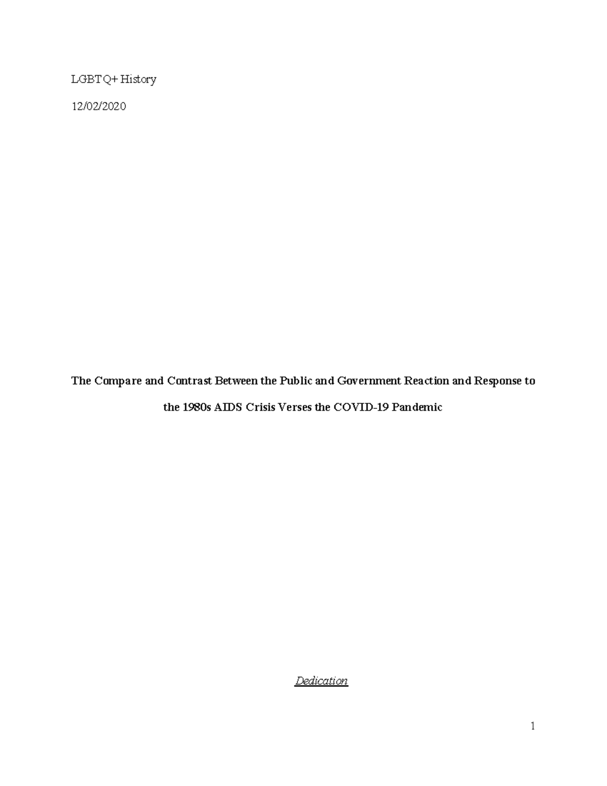 LGBT AIDS research paper - LGBTQ+ History 12/02/ The Compare and ...