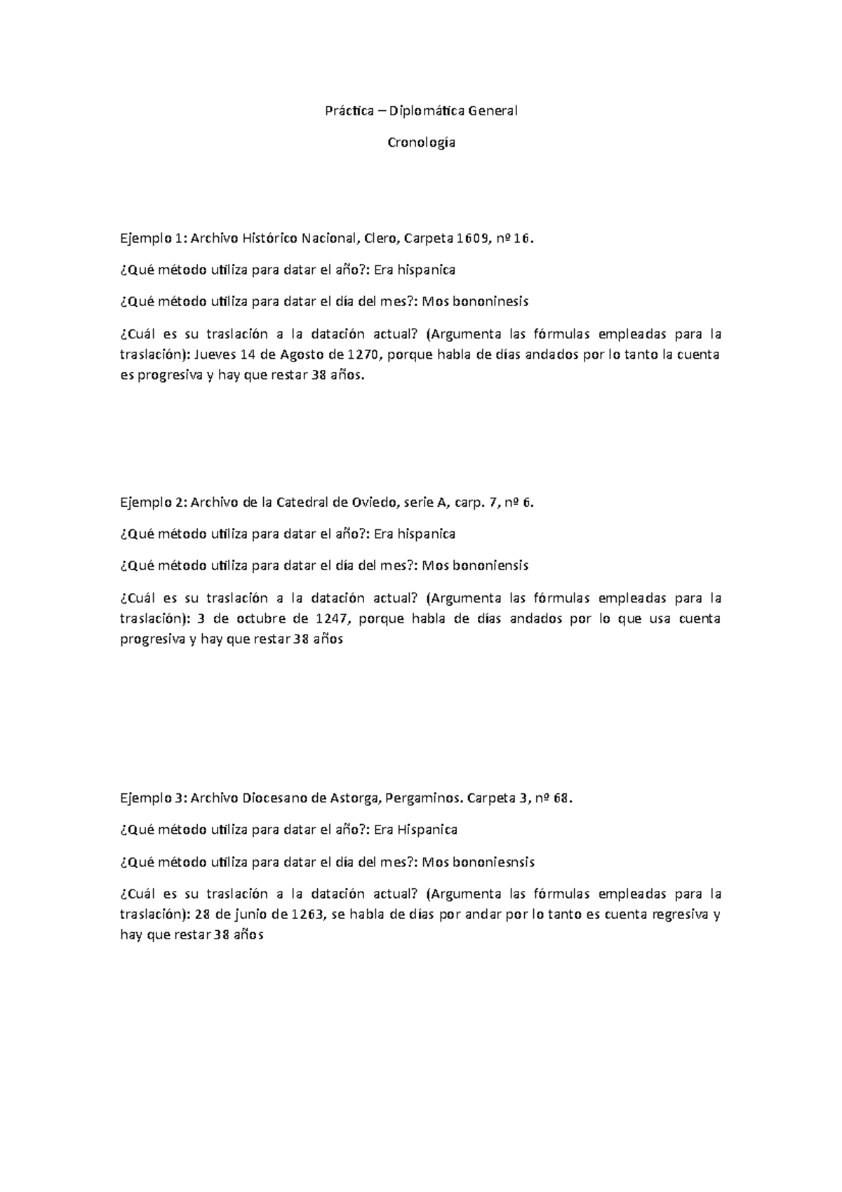 Practica 4 - Práctica – Diplomática General Cronología Ejemplo 1 ...