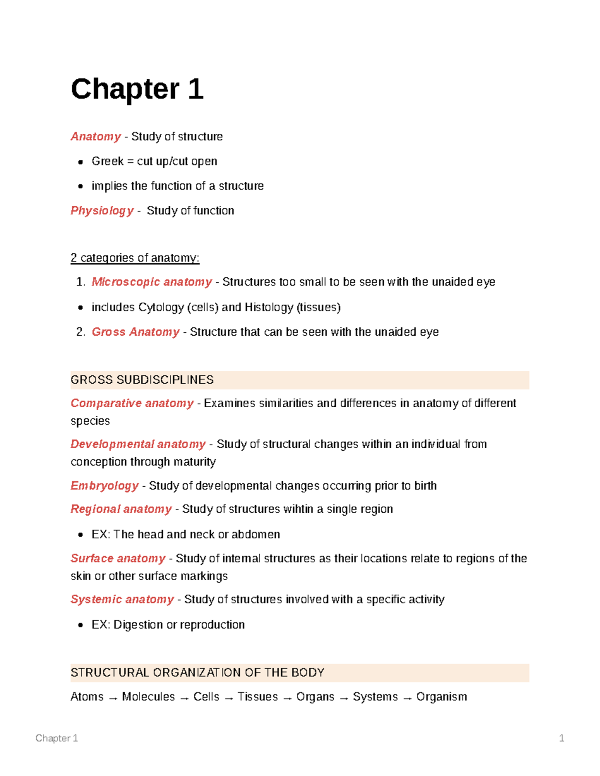 Chapter 1 Body orientation - Chapter 1 Anatomy - Study of structure ...