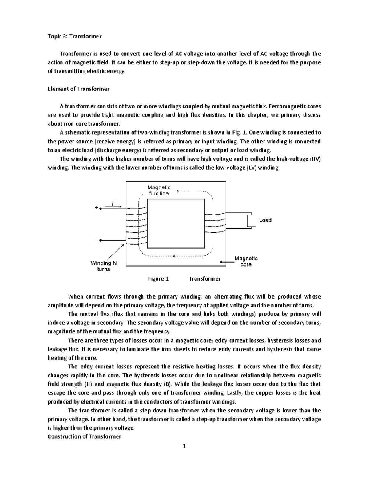Chapter 2a - Transformer power machine - electric - UiTM Shah Alam ...