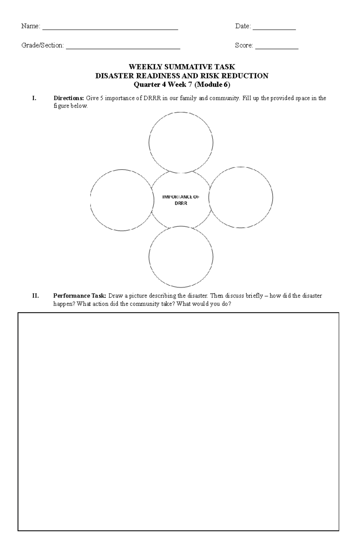 AS DRRR Q4 WEEK 6 8 Activity Sheet For Disaster Readiness And Risk