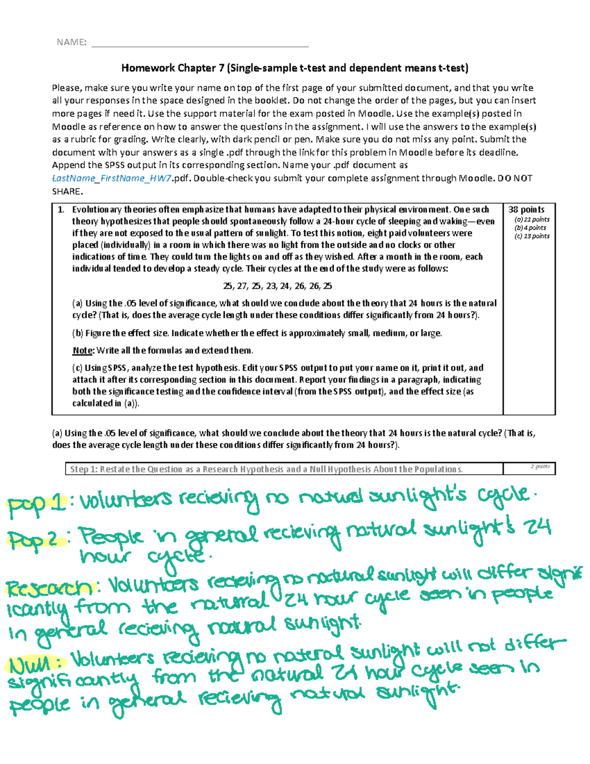 Stats 7 hmw practice - Professor Arcediano l - Homework Chapter 7 ...