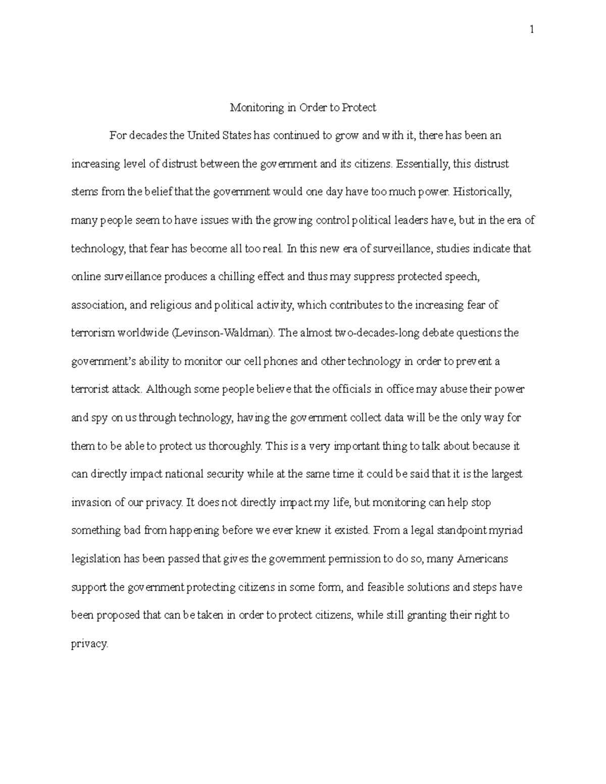 Paper Monitoring in Order to Protect - Monitoring in Order to Protect ...