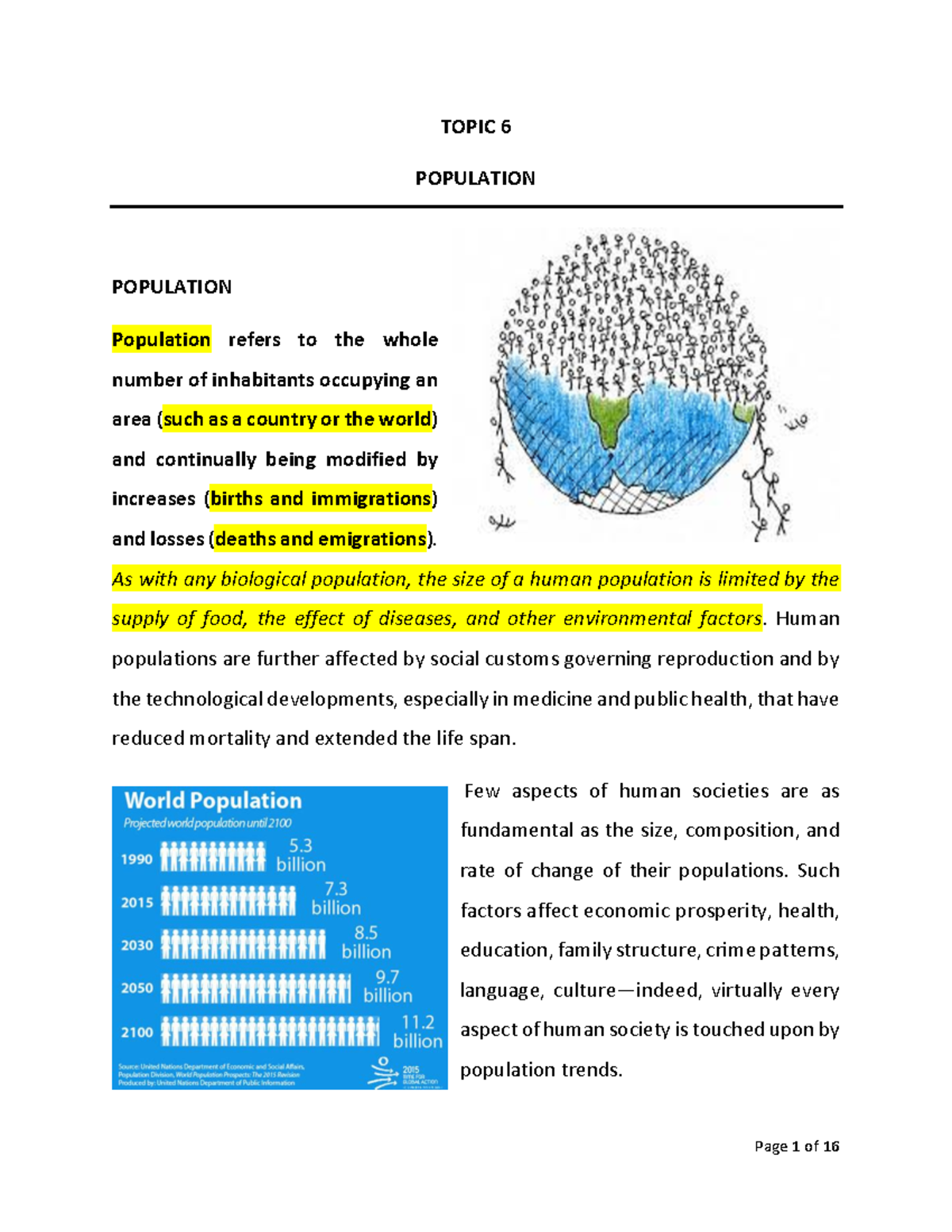 Economic Development: POPULATION - TOPIC 6 POPULATION POPULATION ...
